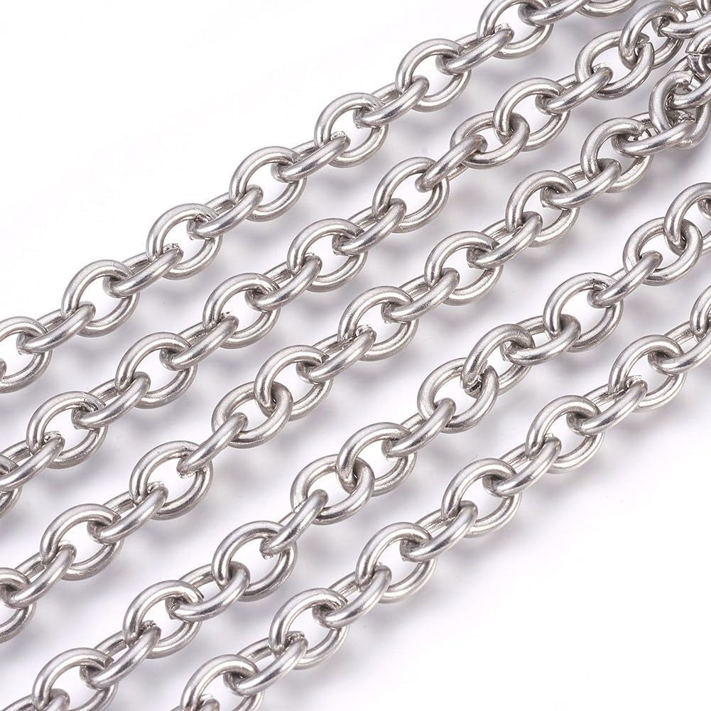 3.28 Feet(1m) 304 Stainless Steel Oval Cable Chains Unwelded DIY Craft ...