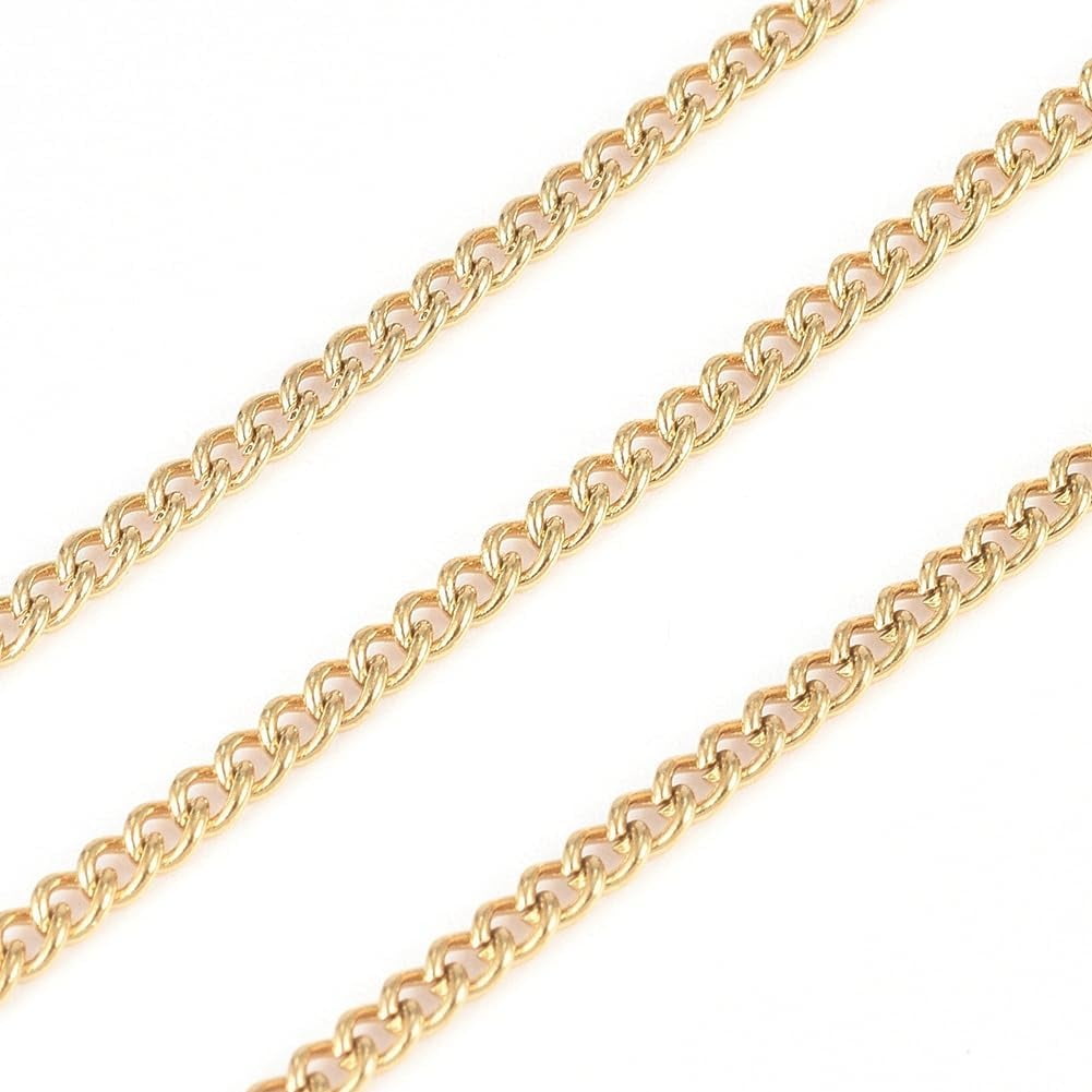 3.28 Feet(1m) Golden 304 Stainless Steel Curb Chain Soldered DIY Craft ...