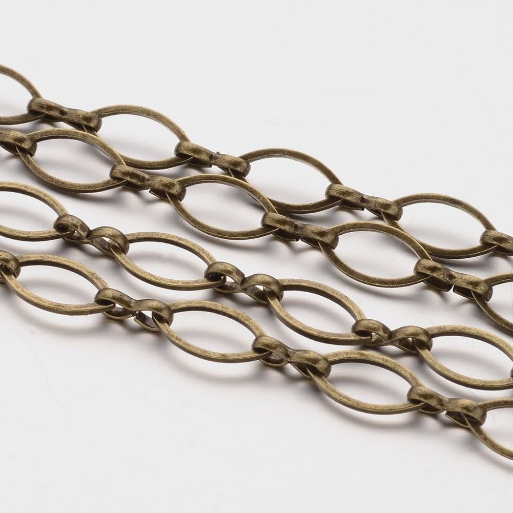 3.28 Feet Brass Handmade Chains Marquise Link Chains Unwelded Horse Eye ...