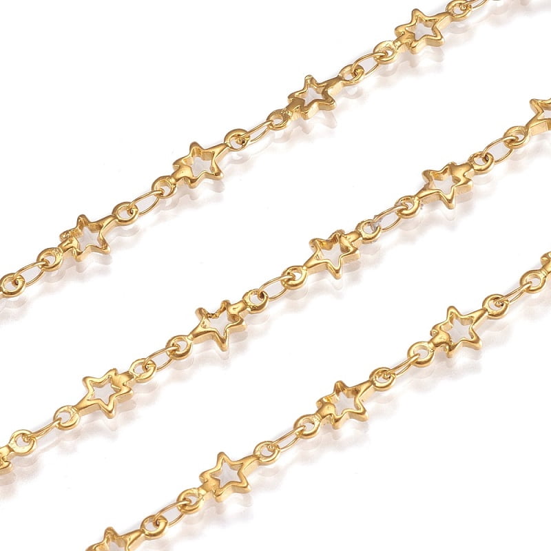 3.28 Feet Ion Plating(IP) 304 Stainless Steel link Chains Star Soldered ...