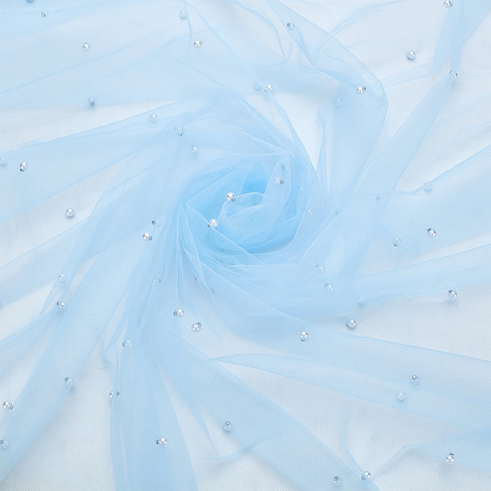3.28 Yards Pearl Tulle Lace Fabric 63inch Wide Light Sky Blue Pearl ...