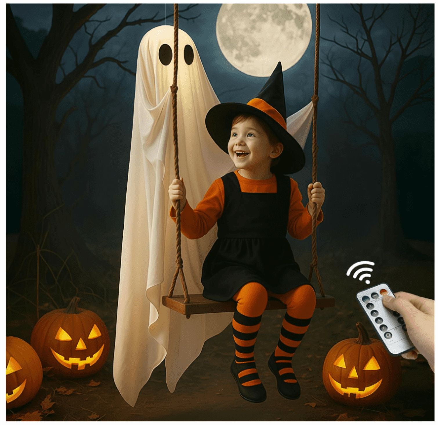 3.28FT Hanging Swing Ghost Halloween Decor - Scary Adjustable Height ...