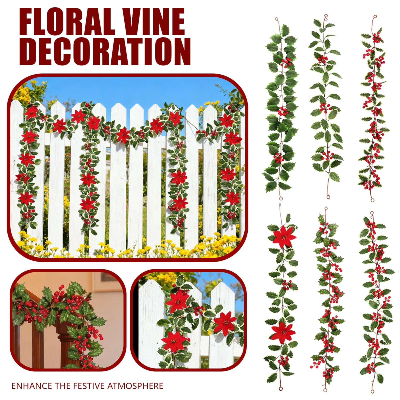 3.28ft Artificial Flower Vine Cute Fake Hanging Flower Vines Floral ...