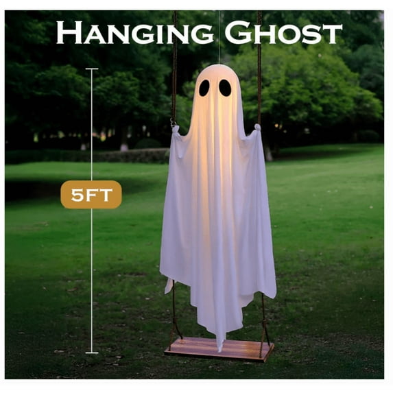 3.28ft Halloween Giant Hanging Ghost Swing | Spooky Outdoor/Indoor ...
