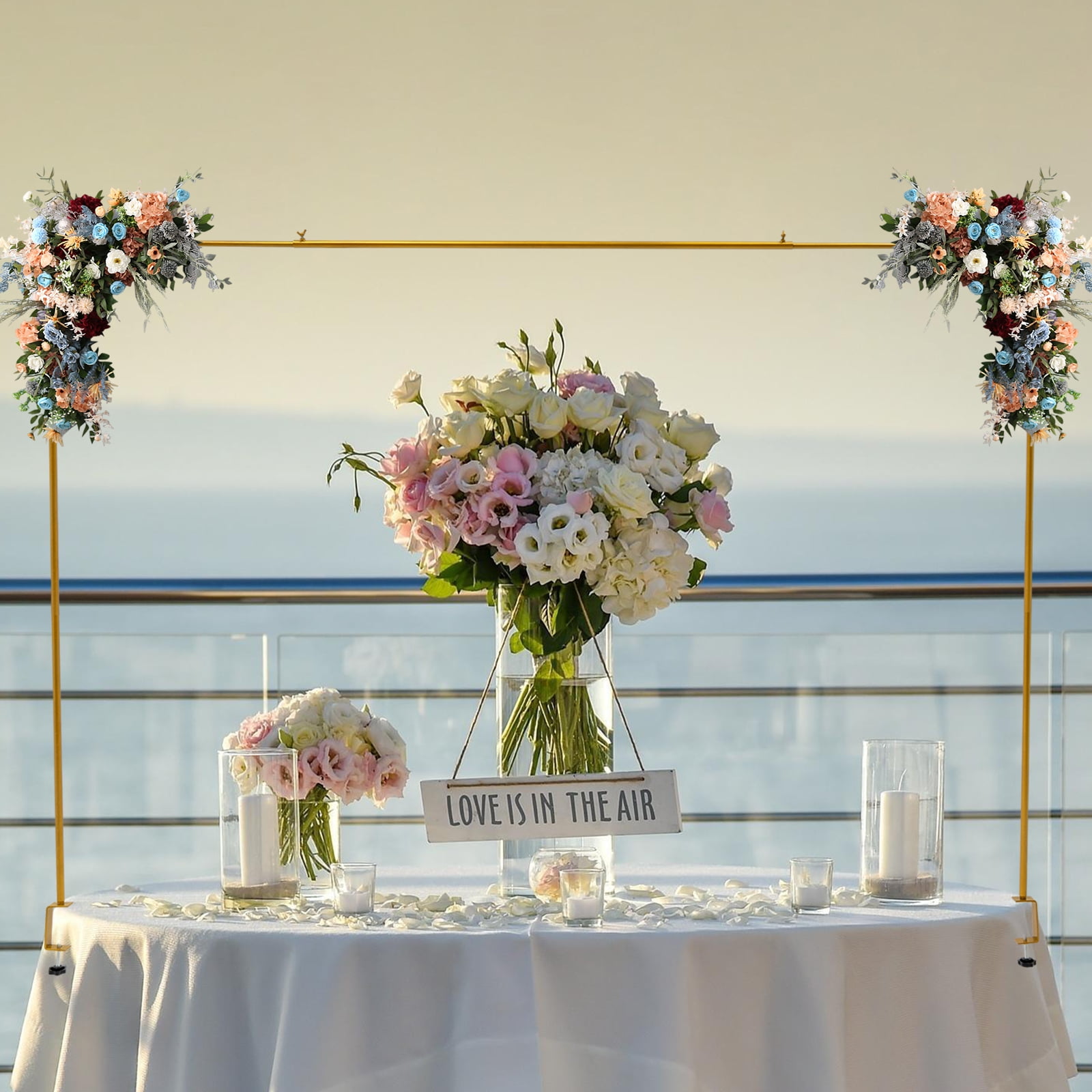 3.28ft Tall Over the Table Rod Stand, Adjustable Gold Metal Table Arch ...