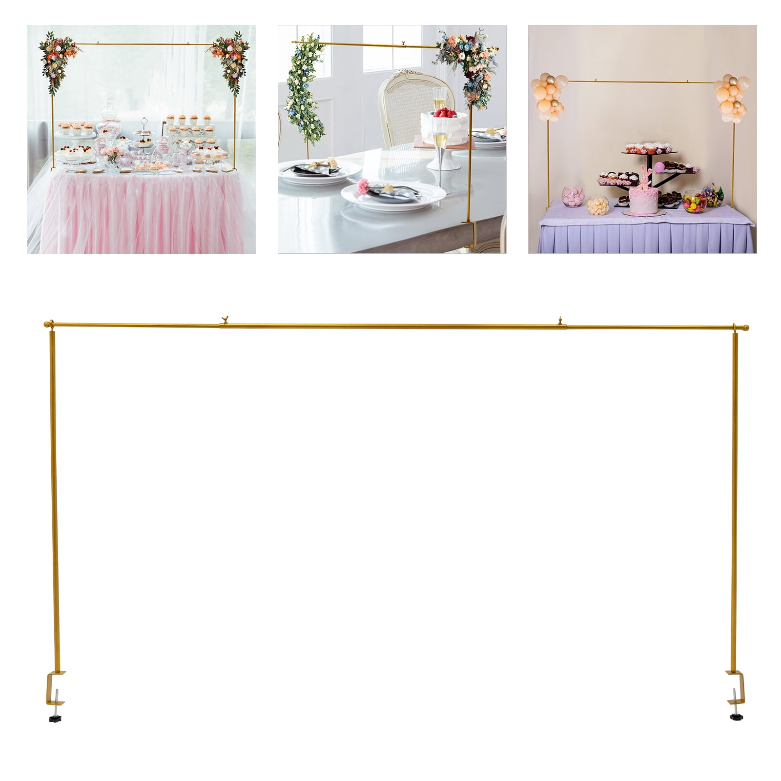 3.28ft Tall Over the Table Rod Stand, Gold Adjustable Metal Table Stand ...