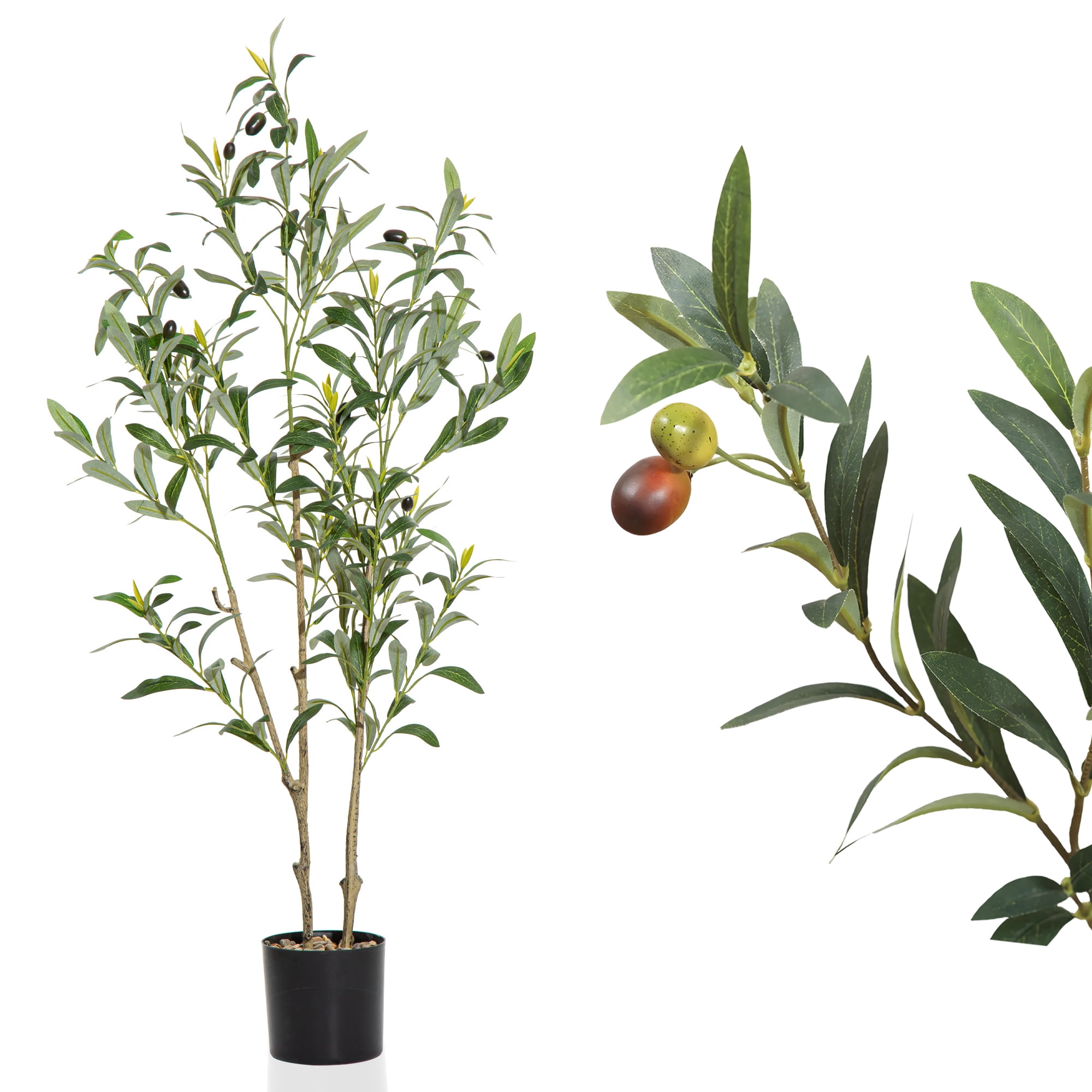 3.2FT Artificial Olive Plants with Natural Wood Trunk and Lifelike Fruits,Faux Silk Plant for ...