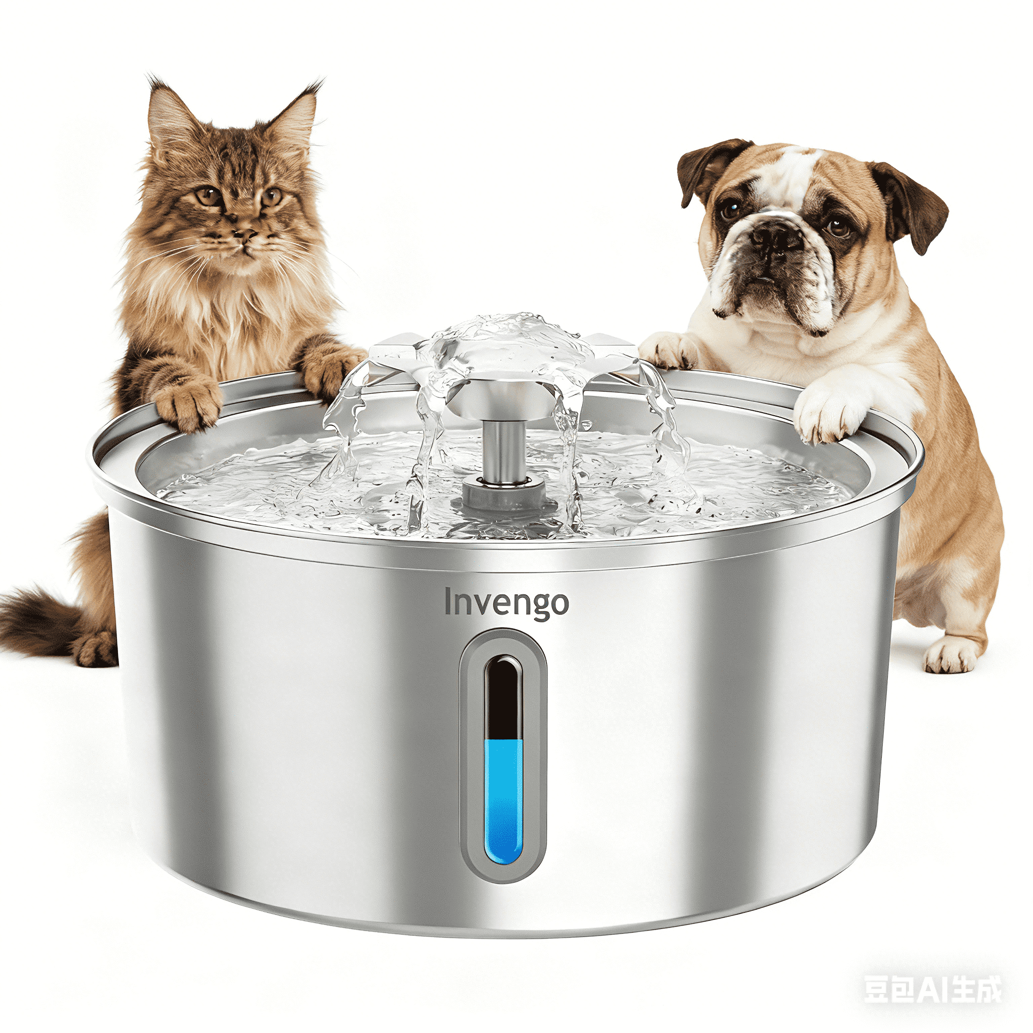 3.2L/108oz Stainless Steel Cat Water Fountain, Invengo Automatic Pet ...
