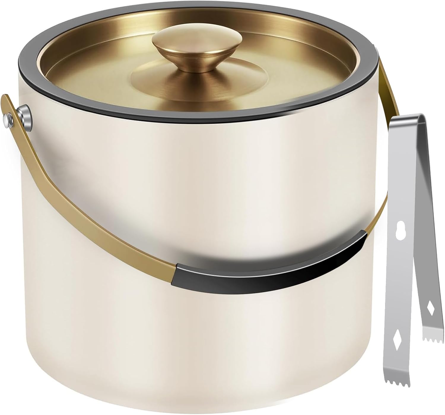 3.2L Modern Insulated Ice Bucket with Silicone Lid, Scoop, Strainer ...