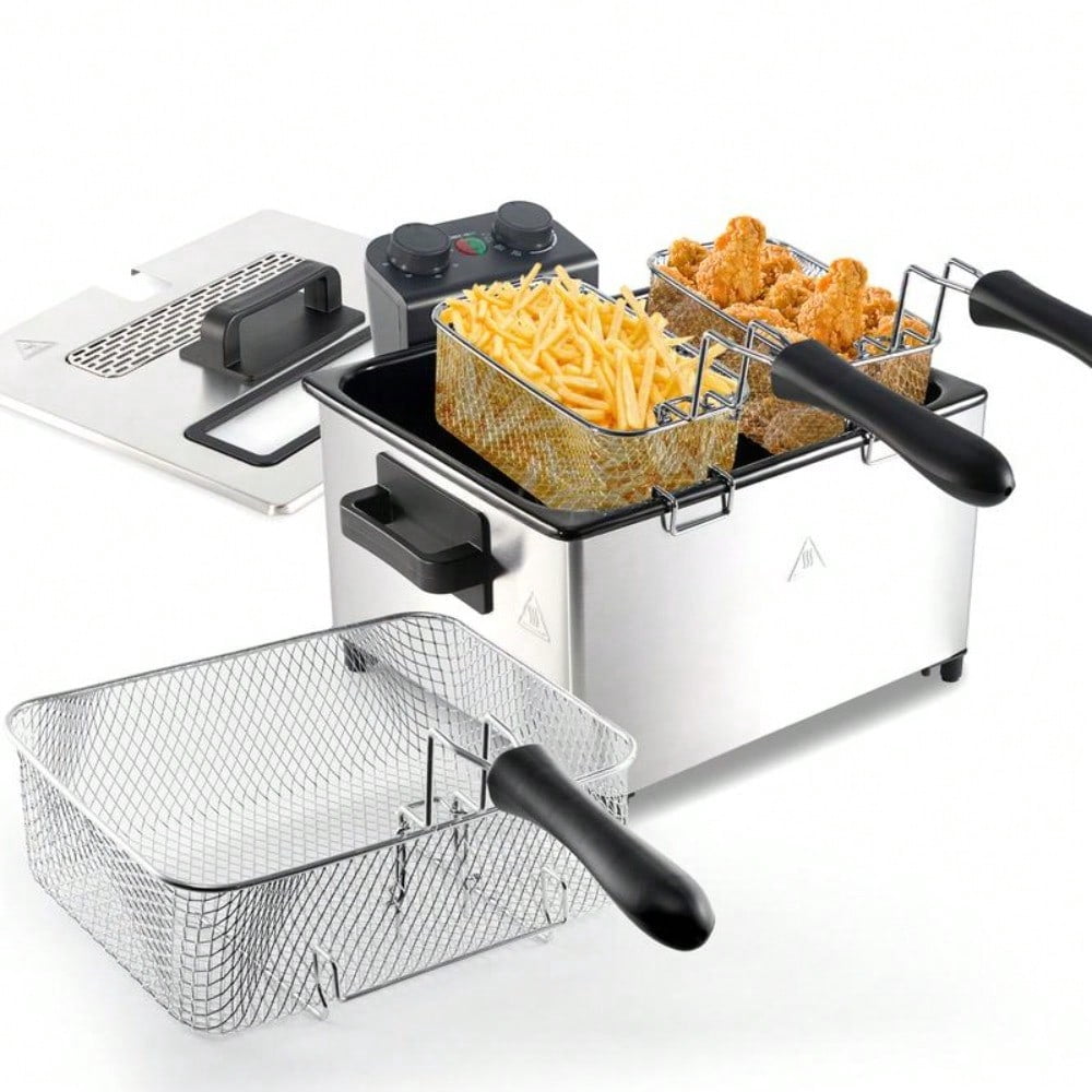 3.2Qt Deep Fryer With Basket Stainless Steel Electric Oil Fryer 1700W ...