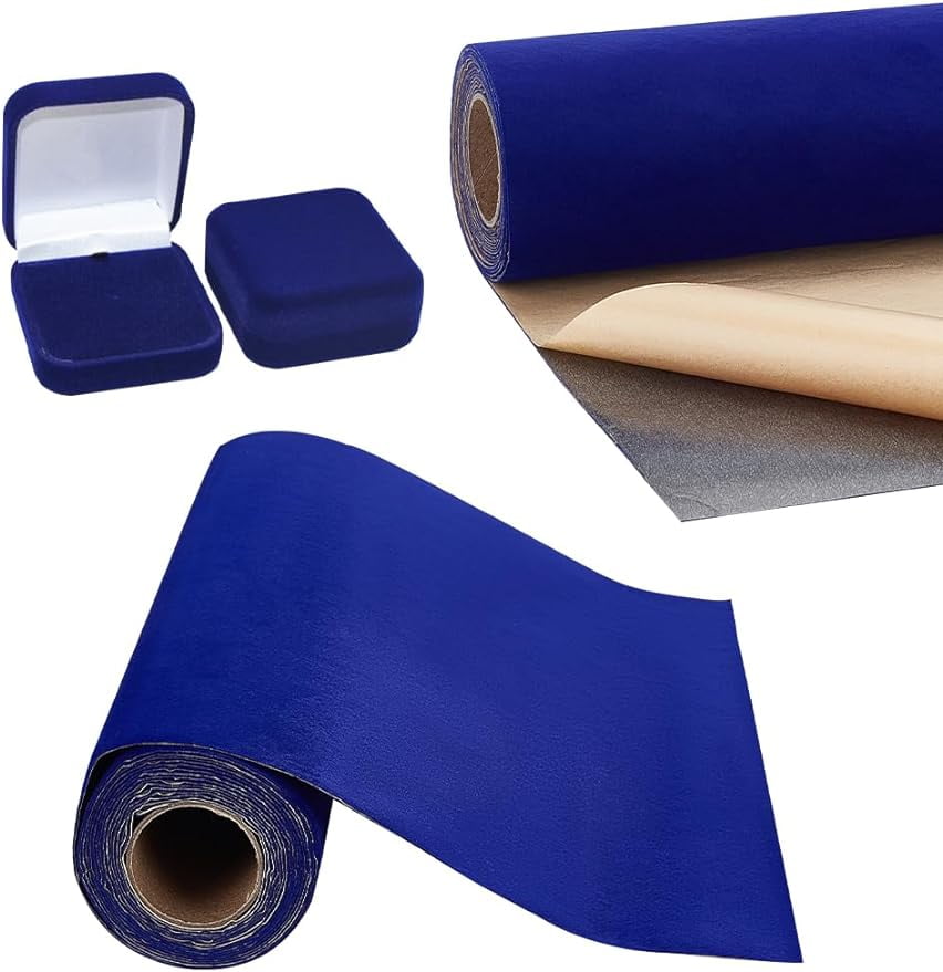 3.2Yard/3M Self Adhesive Blue Velvet Flock Liner for Jewelry Drawer 15. ...