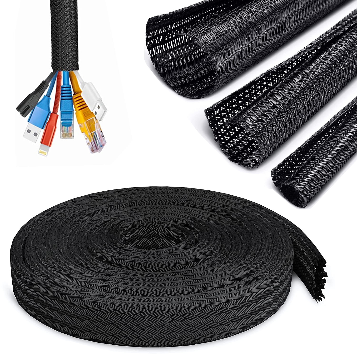 3.2ft - 3/5 inch Cord Protector Wire Loom Tubing Cable Sleeve Split ...