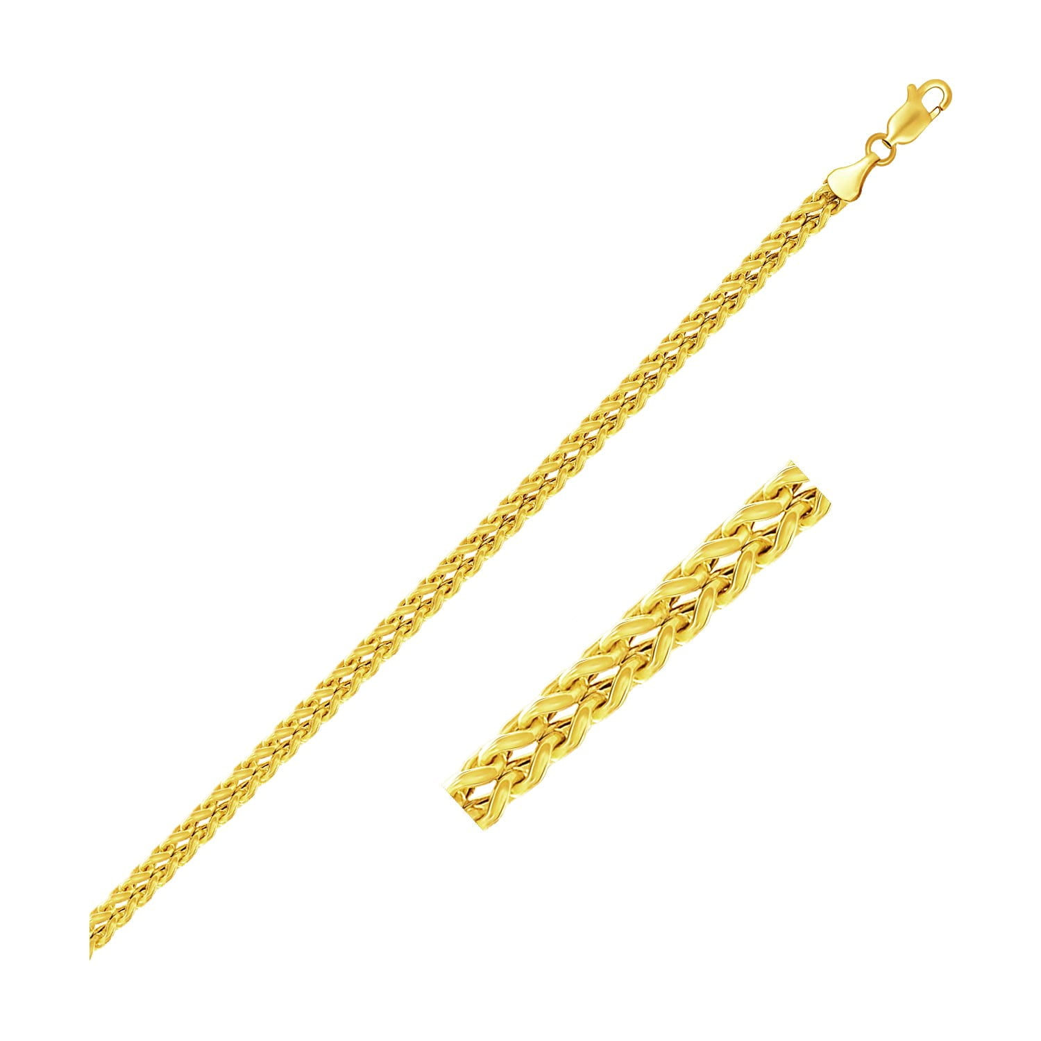 3.2mm 14k Yellow Gold Square Franco Chain - Walmart.com