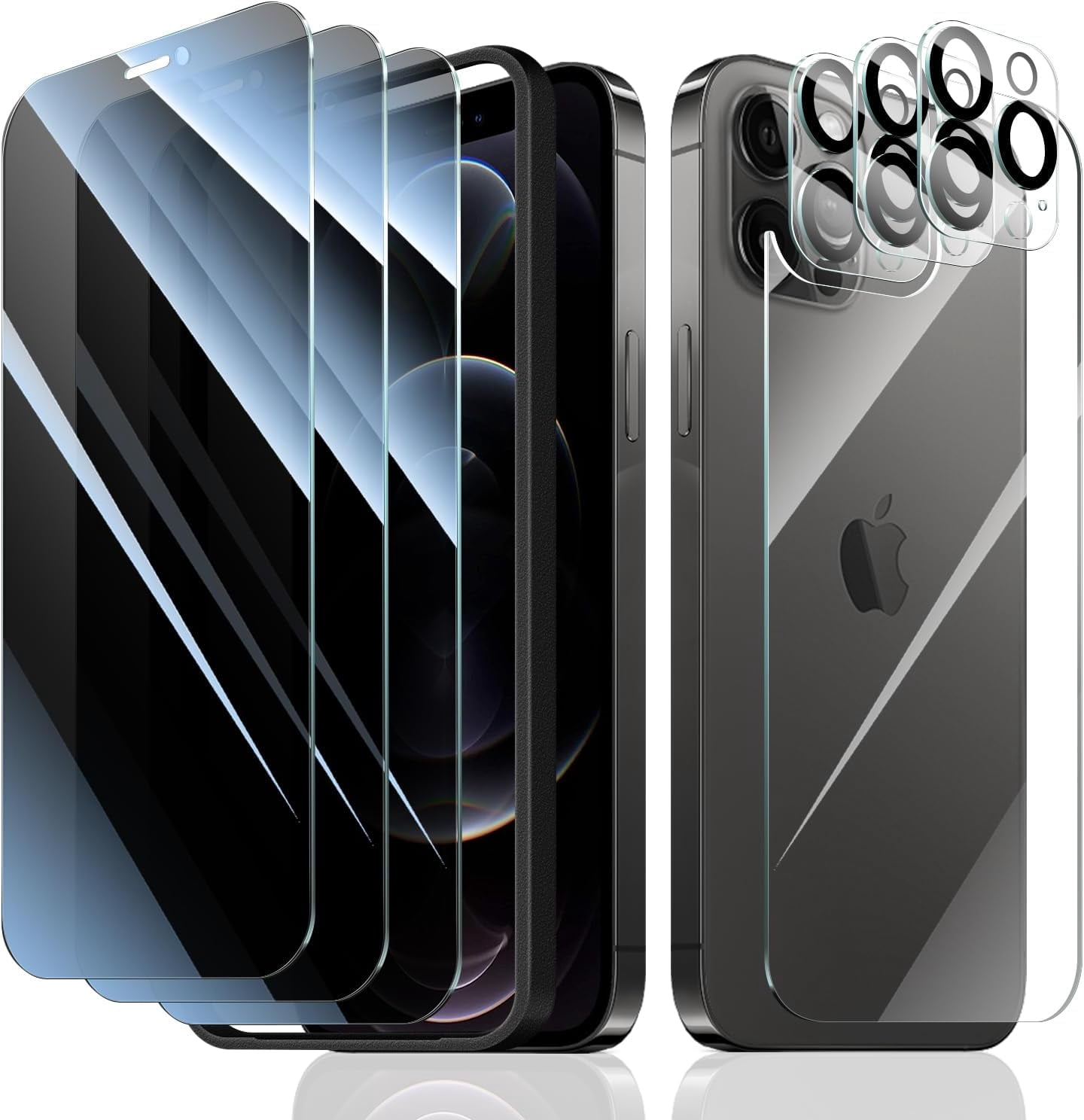 3+3+1+1-Pack, Privacy Screen Protector and Camera Lens Protector for ...