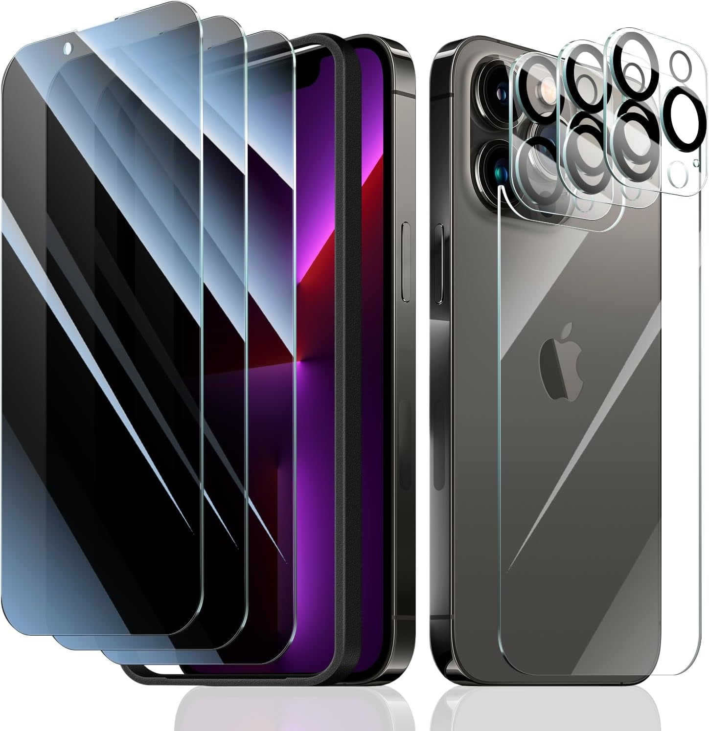 3+3+1+1-Pack, Privacy Screen Protector and Camera Lens Protector for ...