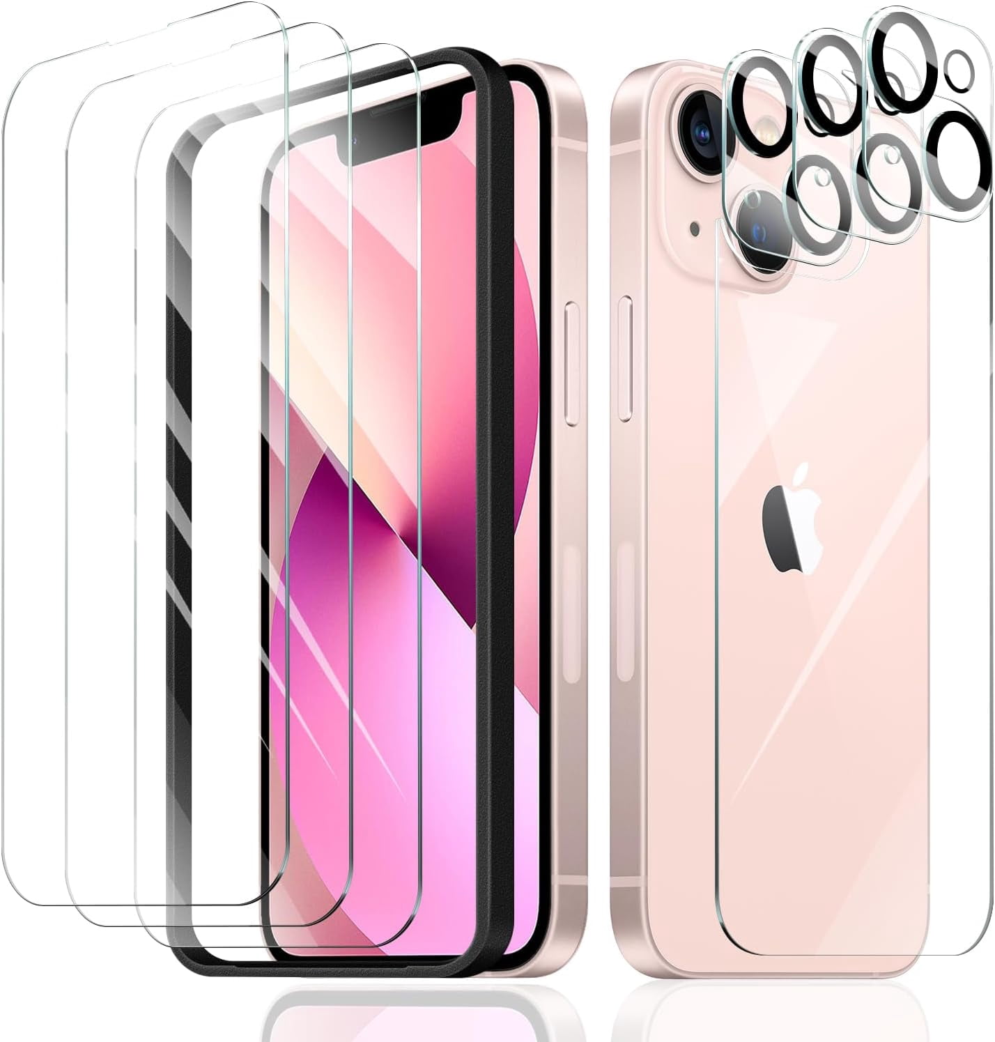 3+3+1+1-Pack, Screen Protector and Camera Lens Protector for iPhone 13 ...