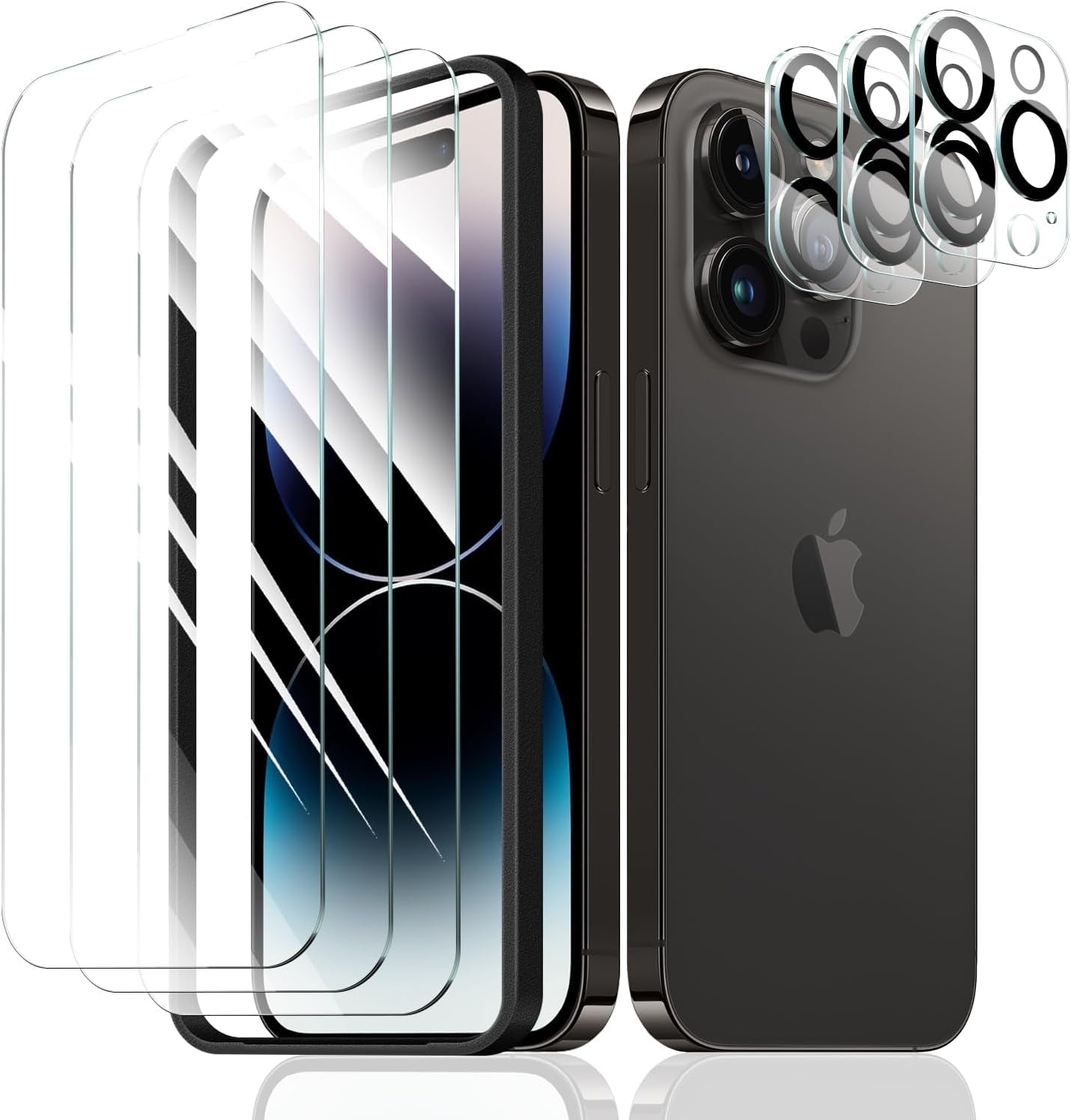 3+3+1-Pack, Screen Protector and Camera Lens Protector for iPhone 14 ...
