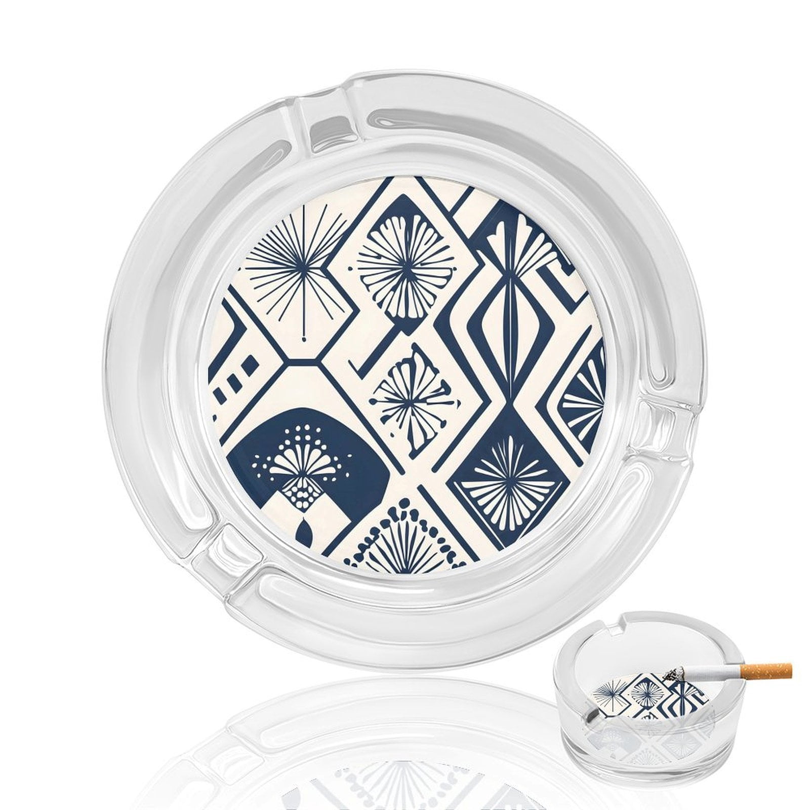 3.3×3.5in Round Glass Ashtray Groove Design To Prevent Rolling Smooth ...