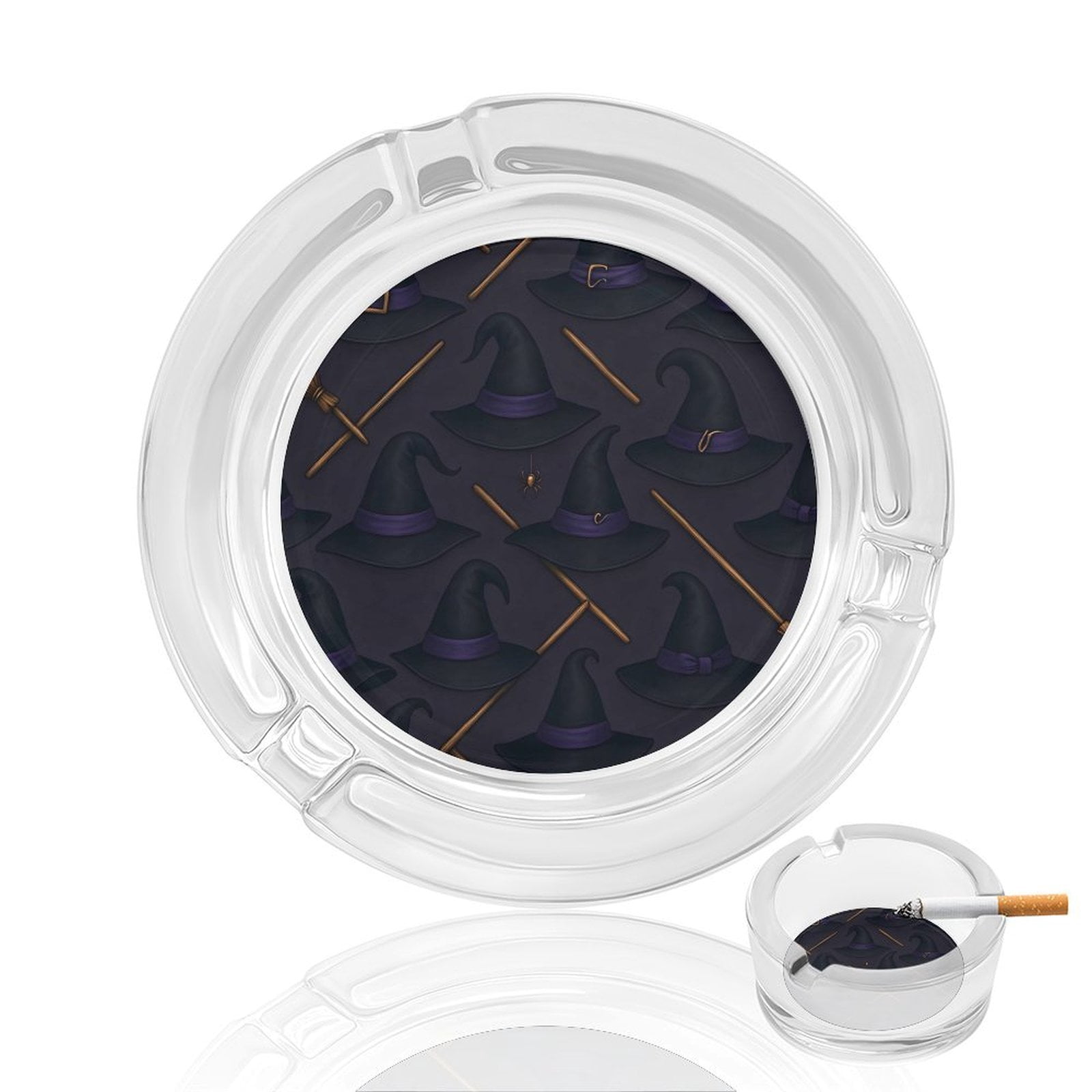 3.3×3.5in Round Glass Ashtray Groove Design To Prevent Rolling Smooth ...