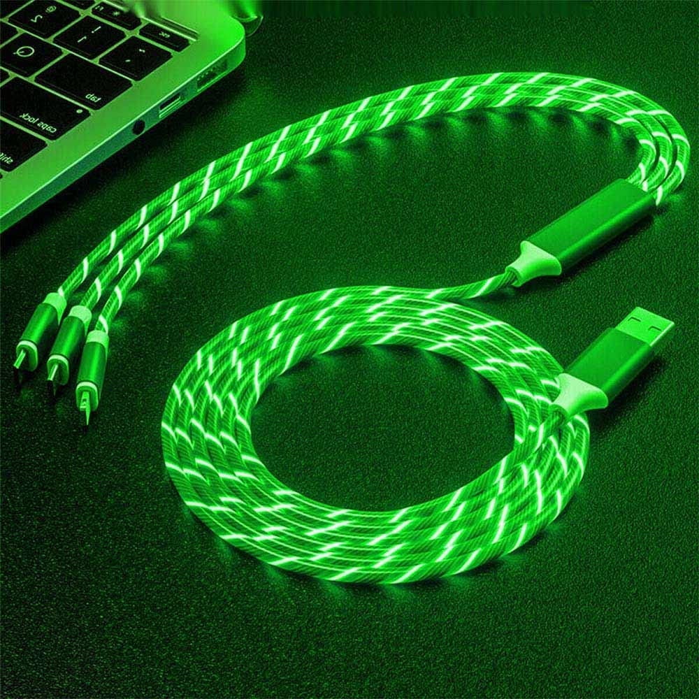 3.3' 3 in 1 LED Flowing Light Up Charge Cable,Fast Charging Cable for ...