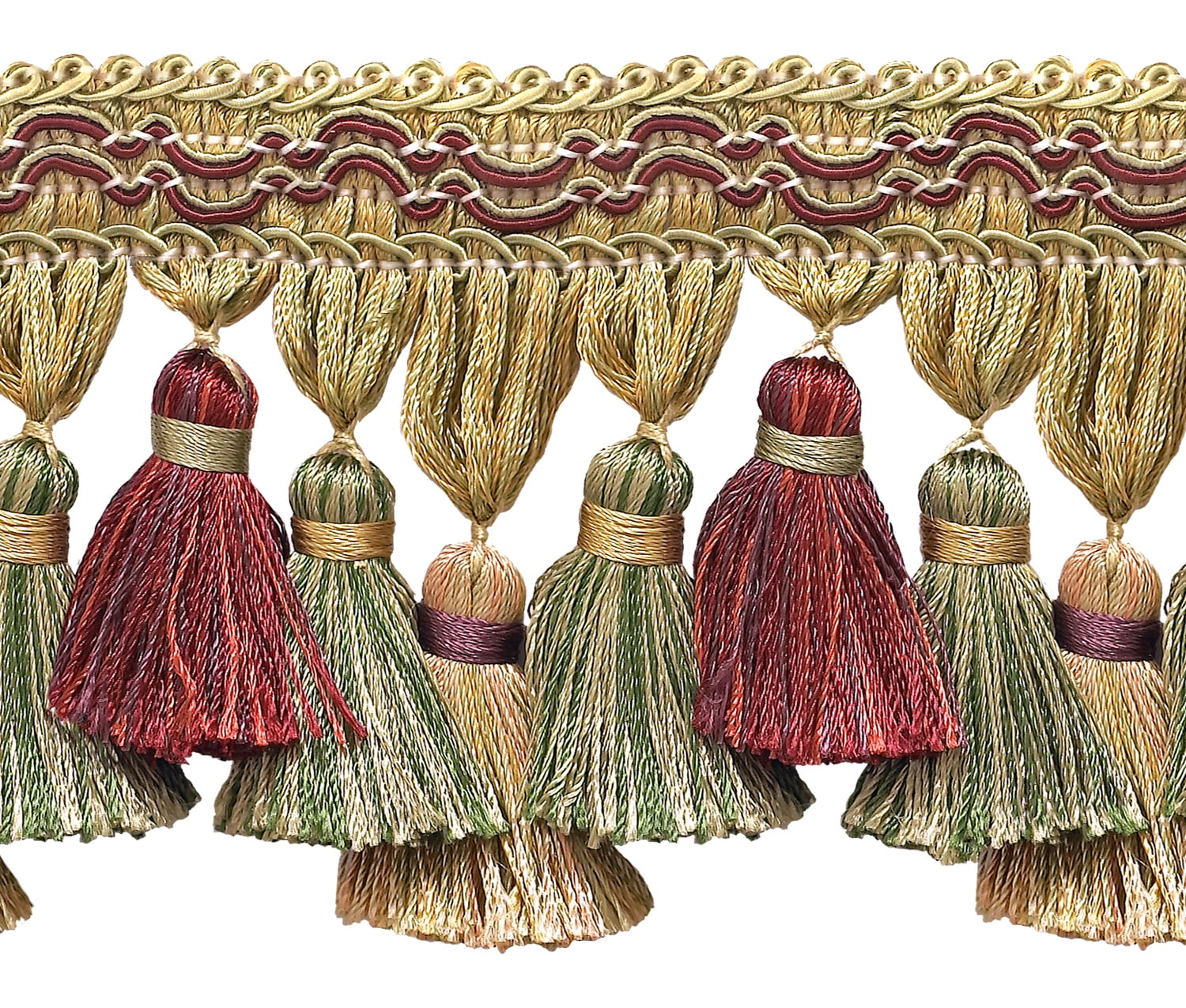 3 3/4" (9.5cm) Imperial Scroll Gimp with Soft Sheen Tiered Tassel ...