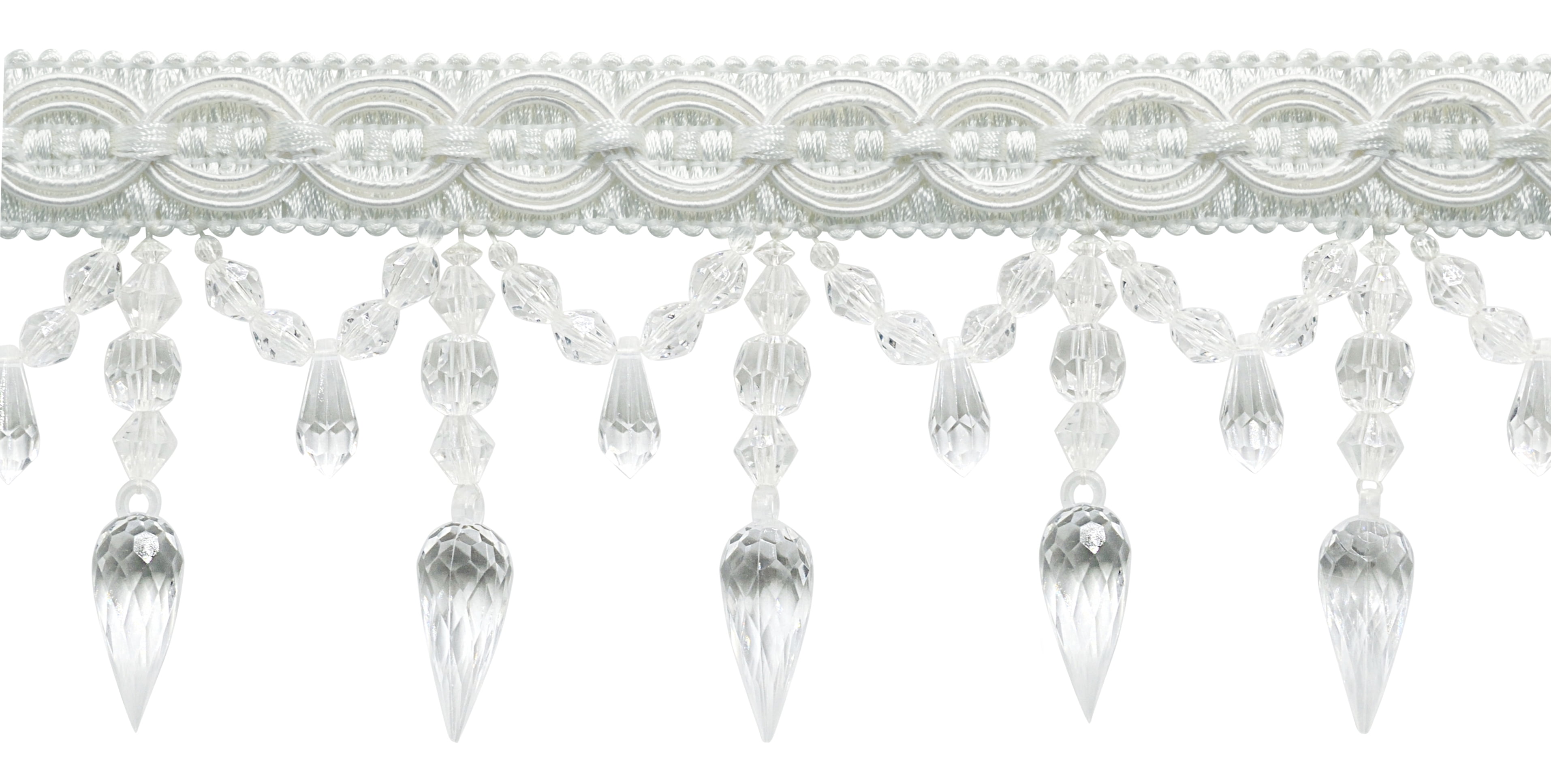 3 3/4" (9.5cm) Long Decorative Beaded Fringe Trim with Fancy Gimp ...