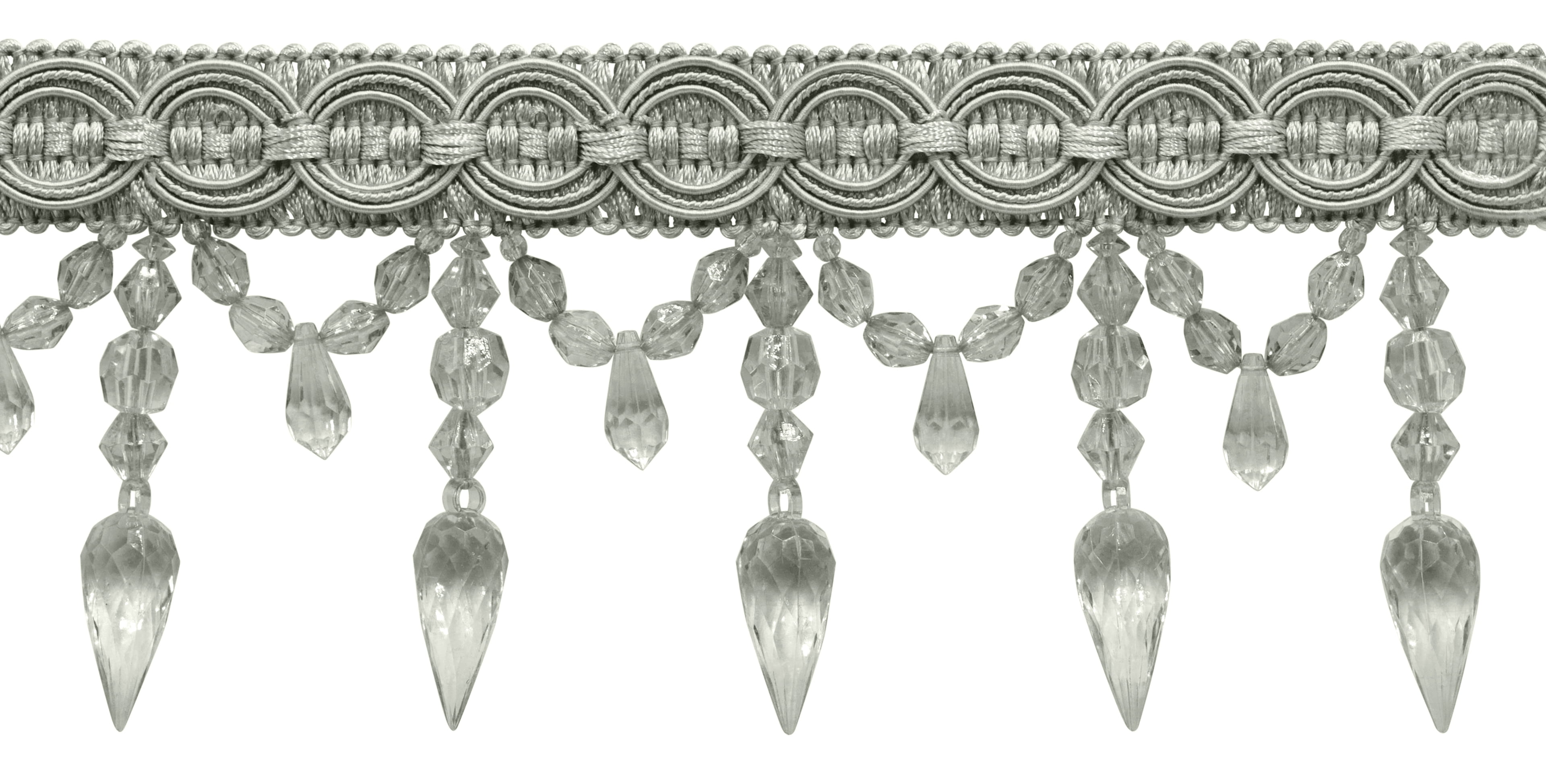 3 3/4" (9.5cm) Long Decorative Beaded Fringe Trim with Fancy Gimp ...