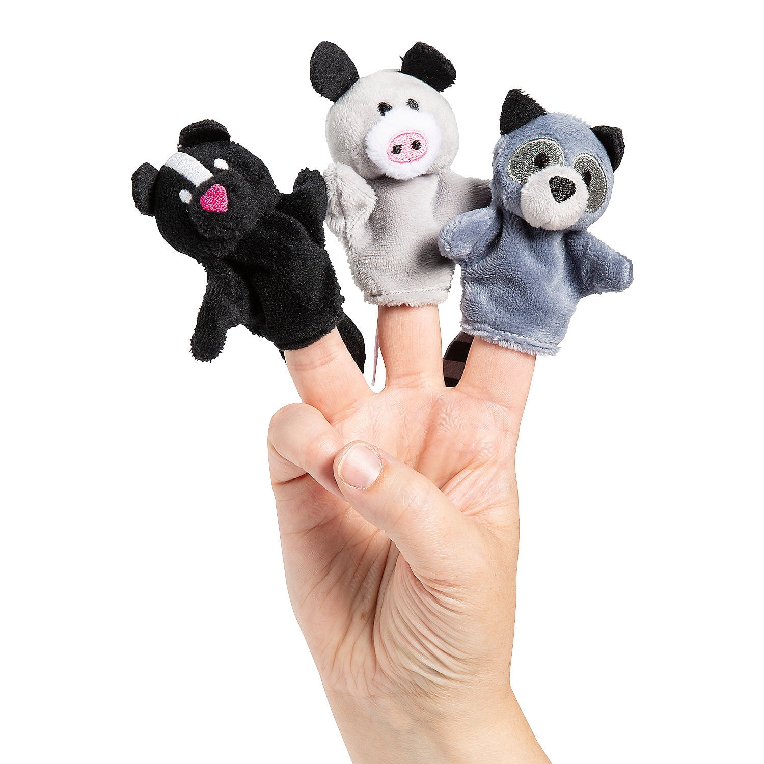 3 3/4" Garbage Critters Raccoon, Opossum & Skunk Stuffed Finger Puppets ...