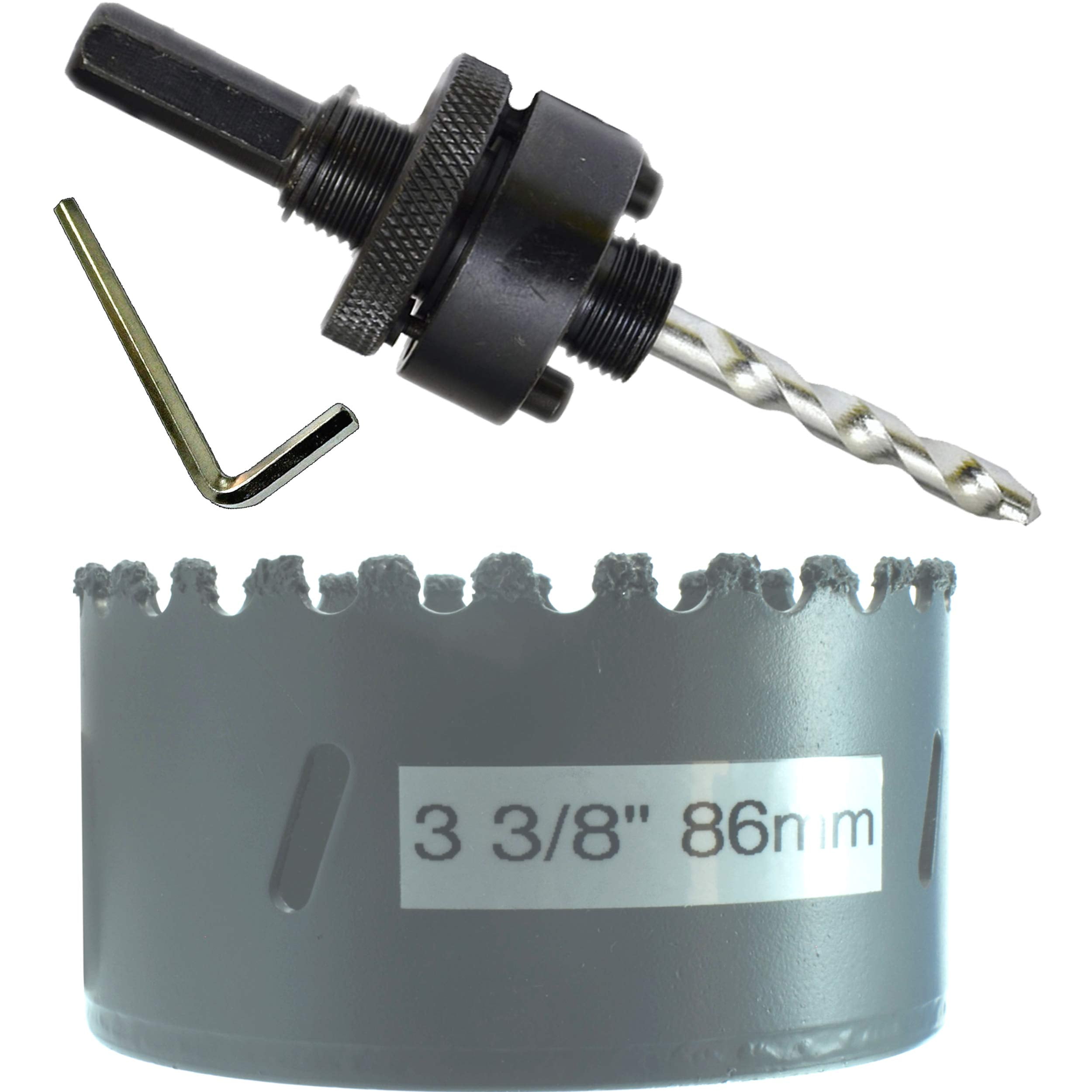 3 3/8 Inch Carbide Hole Saw Kit includes 86mm Tungsten Hole Saw 7/16 ...