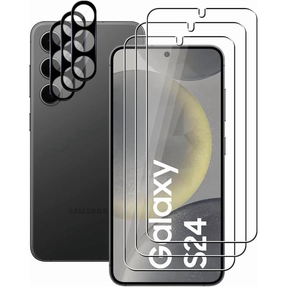(3+3) For Samsung Galaxy S24 5G (3 Pack) Tempered Glass Screen ...