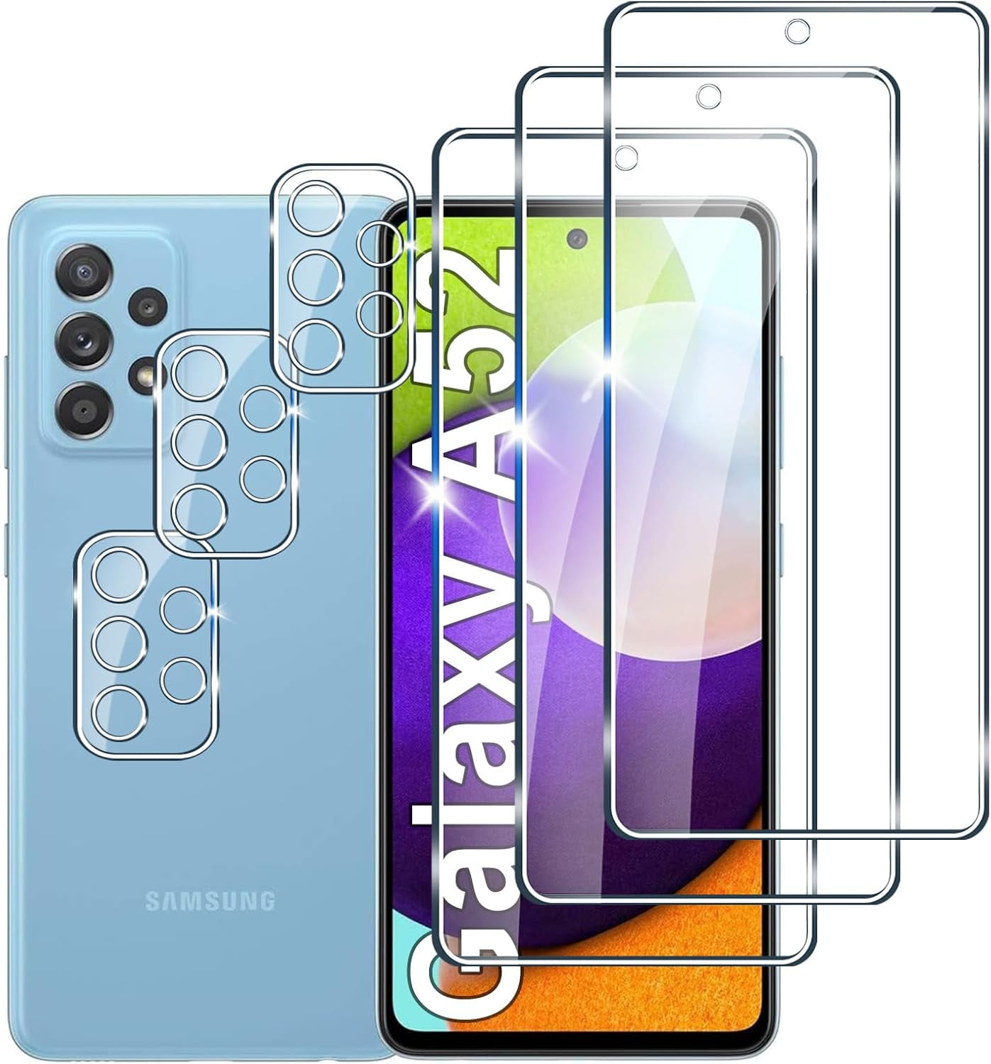 【3+3 PACK】 Designed for Samsung Galaxy A52 Screen Protector and Camera ...