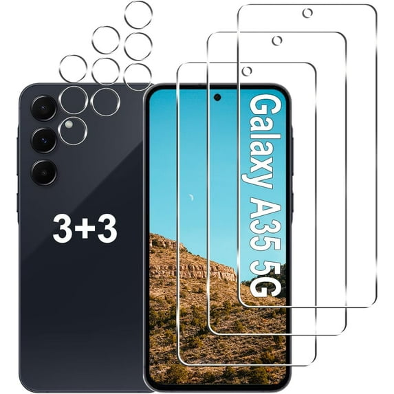 [3+3 Pack Galaxy A35 5G Screen Protector + Camera Lens Protector, HD ...
