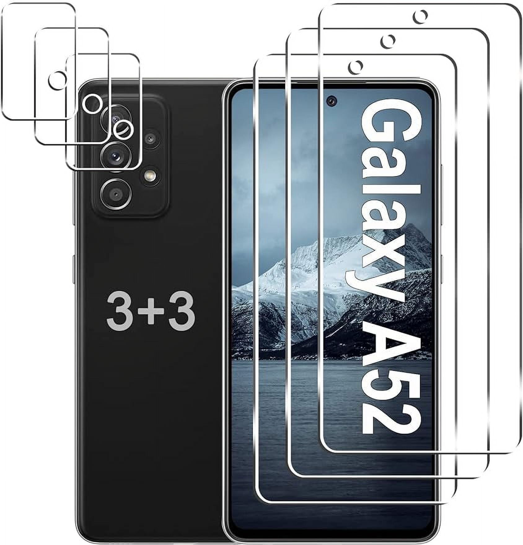 [3+3 Pack] Galaxy A52 5G Screen Protector + Camera Lens Protector, 9H ...