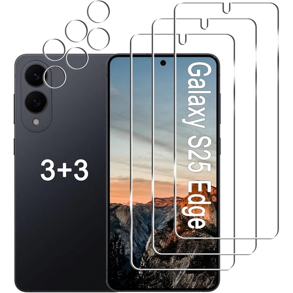 3+3 Pack Galaxy S25 Edge Screen Protector [6.7 inch] + Camera Lens ...