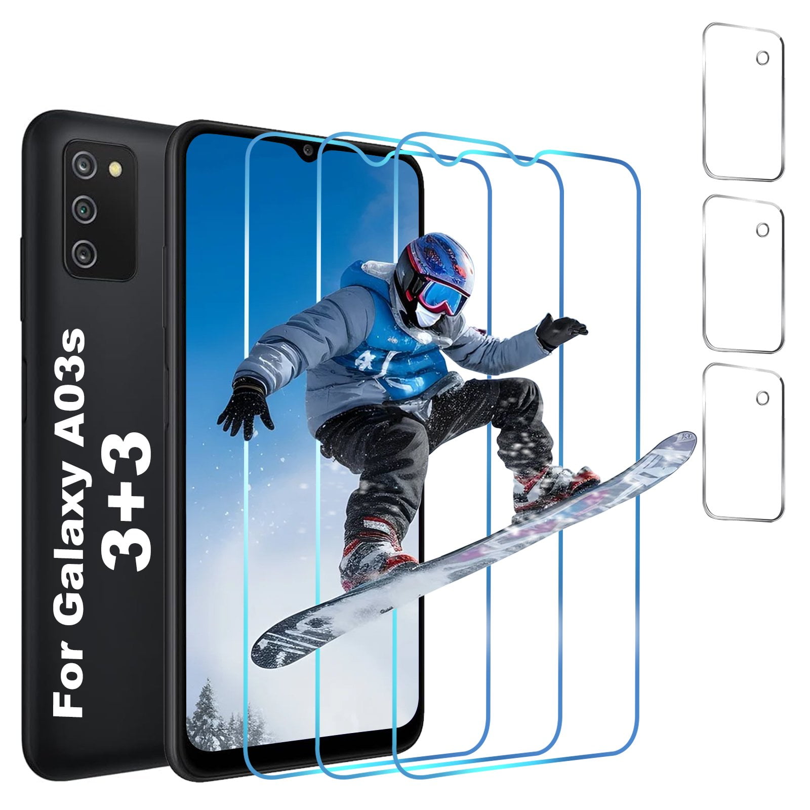 [3+3 Pack]Kicococ Screen Protector for Samsung Galaxy A03S with Camera ...