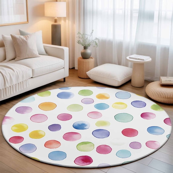 3.3 Round Rugs, Rainbow Non-Slip Area Rugs for Living Room Bedroom ...