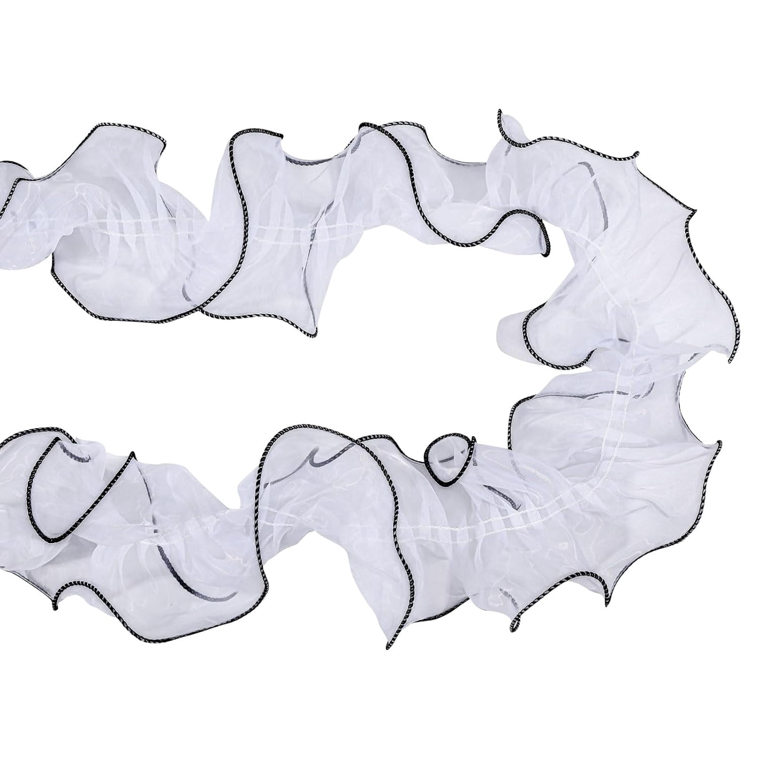 3.3 Yard Polyester Pleated Lace Trim 4.3 inch Wide White Ruffled ...