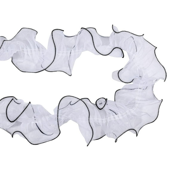 3.3 Yard Polyester Pleated Lace Trim 4.3 inch Wide White Ruffled ...