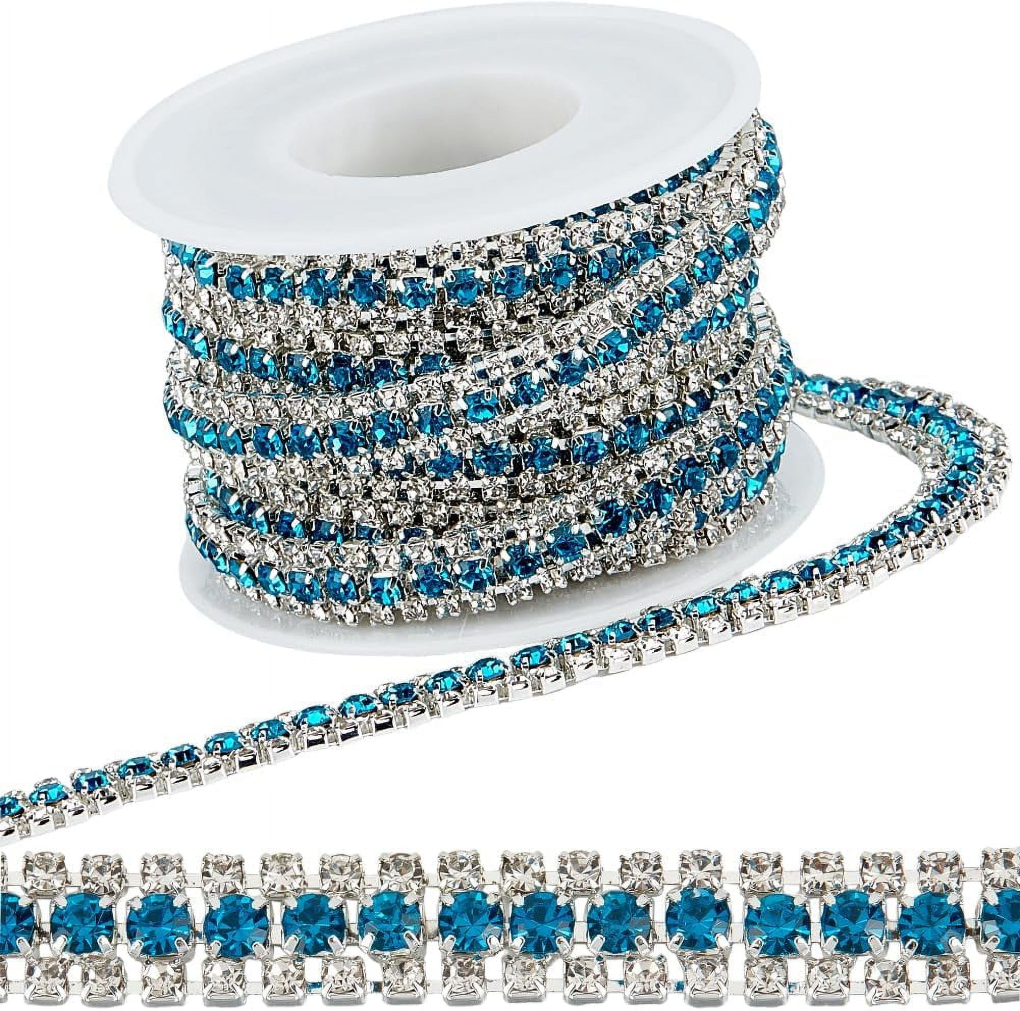 3.3 Yards 3 Rows Rhinestone Trim Close Chain 2.5mmmm Silver Base Beaded ...