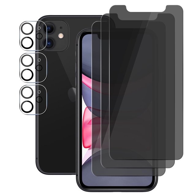 (3+3) for iPhone 11 (6.1") (3 Pack) Anti Spy Private Tempered Glass ...
