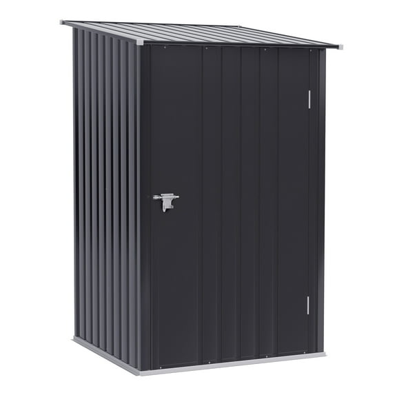 3.3' x 3.4' Outdoor Storage Shed, Galvanized Metal Utility Garden Tool House, Lockable Door for ...