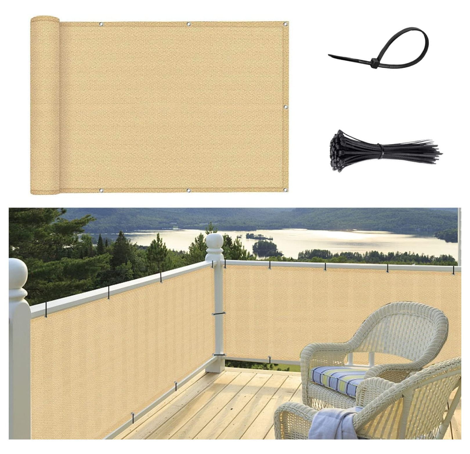 3.3'x19.7' Balcony Privacy Screen Fence, Apartments Railing Screen ...