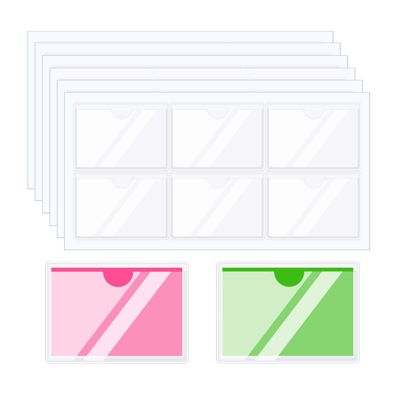 Uxcell Self Adhesive Index Card Pockets Plastic Label Holder with Top ...