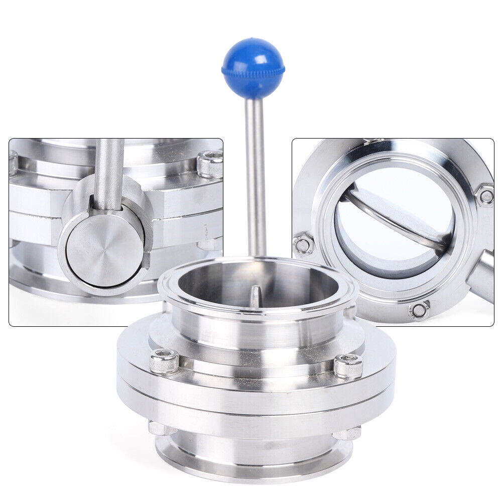 3" 304 Stainless Steel Sanitary Tri Clamp Welding Butterfly Flow ...