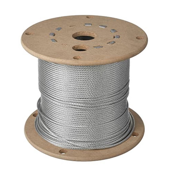 3/32" 7x19 Galvanized Wire Rope Aircraft Cable, 250' Reel, 1000 lbs Min ...