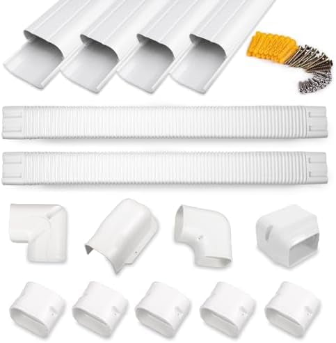 3" 17Ft PVC Line Set Cover Kit for Ductless Mini Split Air Conditioners ...