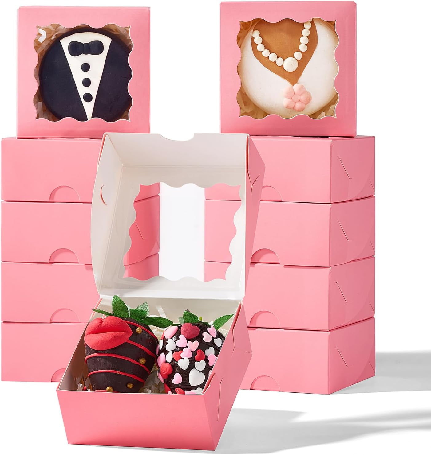 3 ¼" x 3 ¼" x 1 ½" 50PCS Chocolate Truffle Boxes for 4，Cookies Boxes ...