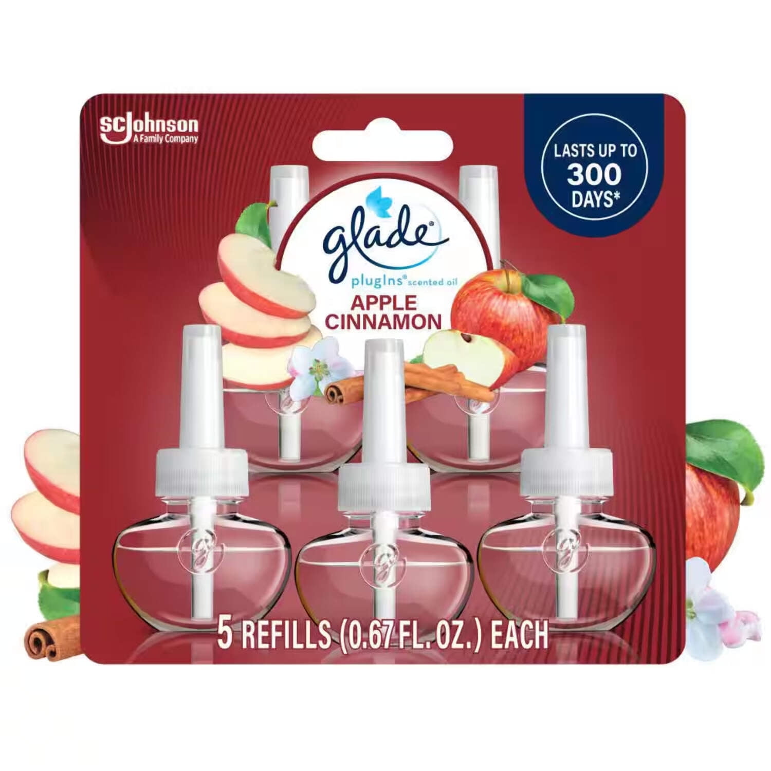 3.35 Fl. Oz. Apple Cinnamon Scented Oil Plug-In Air Freshener Refill (5 ...