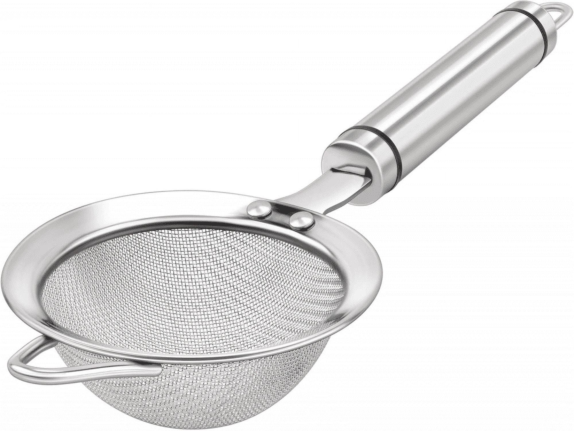 3.35 Inch 304 Stainless Steel Fine Mesh Kitchen Strainer with Handle ...