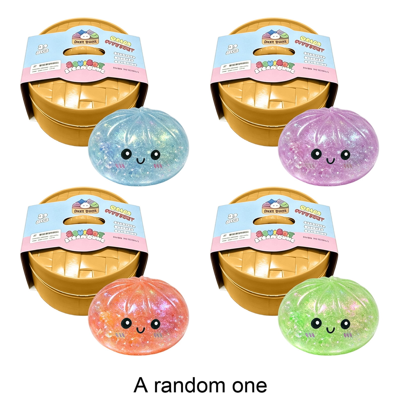 3.35 Inch Glitter Dumpling Squishies with Beeds, Soft TPR Squeezable ...
